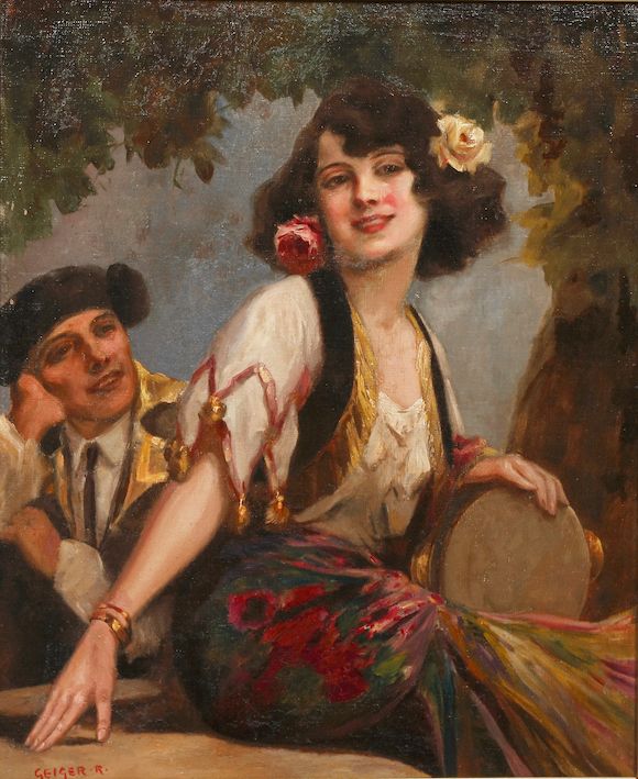 Bonhams : Richard Geiger (Austrian, 1870-1945) A Spanish girl with ...