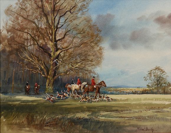 Bonhams : Michael Crawley (British, 20th Century) Sporting scene Out ...