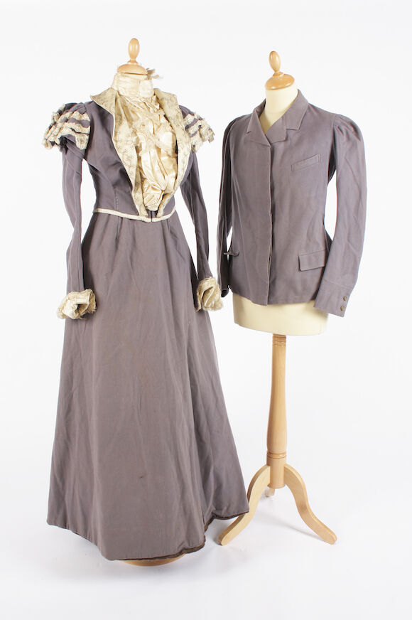 Bonhams : A blue Edwardian woollen dress