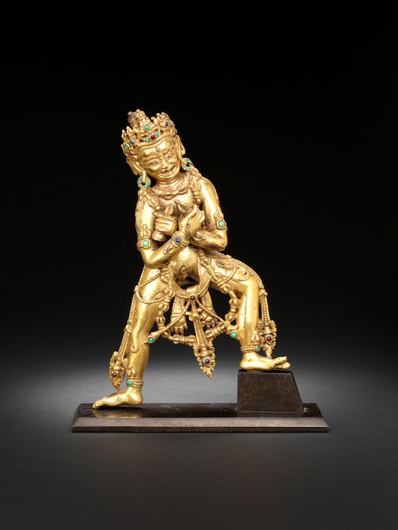 Bonhams : A gilt-bronze figure of a dharmapala 17th century