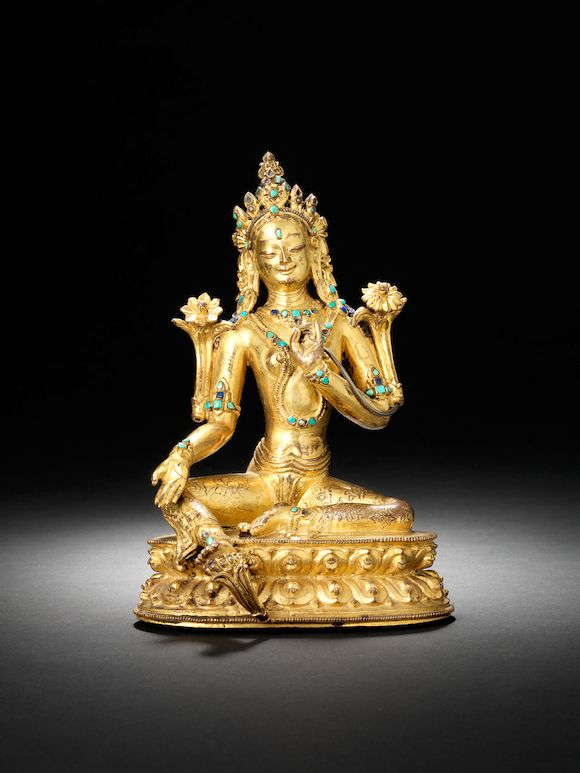 Bonhams : A gilt-bronze figure of Shyama Tara 15th century