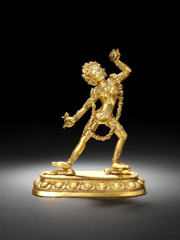 Bonhams : A gilt-bronze figure of a Dakini 18th century