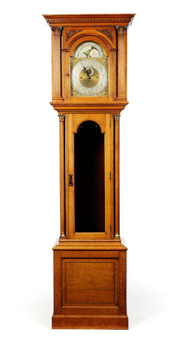 Bonhams : An unusually large oak longcase clock