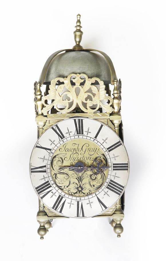 Bonhams : A brass lantern clock Joseph Gray, Shaftston, Dorset, pre ...