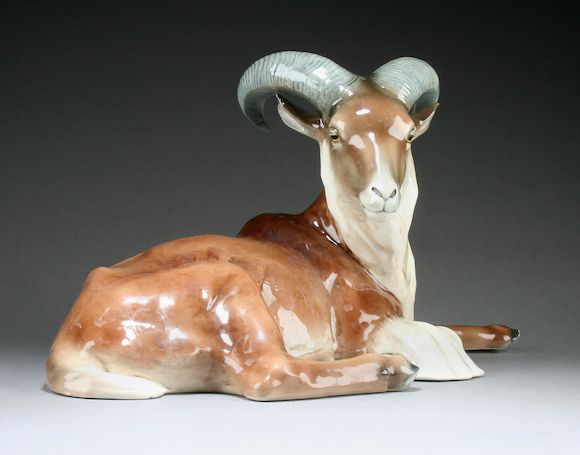 Bonhams : A Lenci figure of a recumbent mountain goat