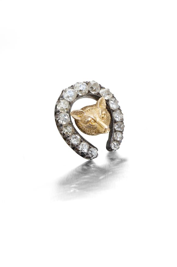 Bonhams : A late Victorian diamond fox's mask brooch/bangle