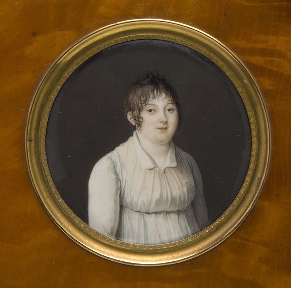 Bonhams : French School, circa 1805 A Young Girl, wearing white chemise ...