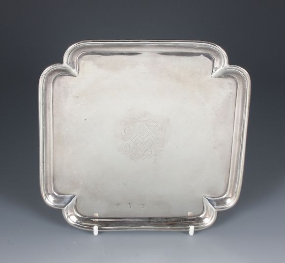 Bonhams : A George II Irish silver square waiter Dublin, 1748,