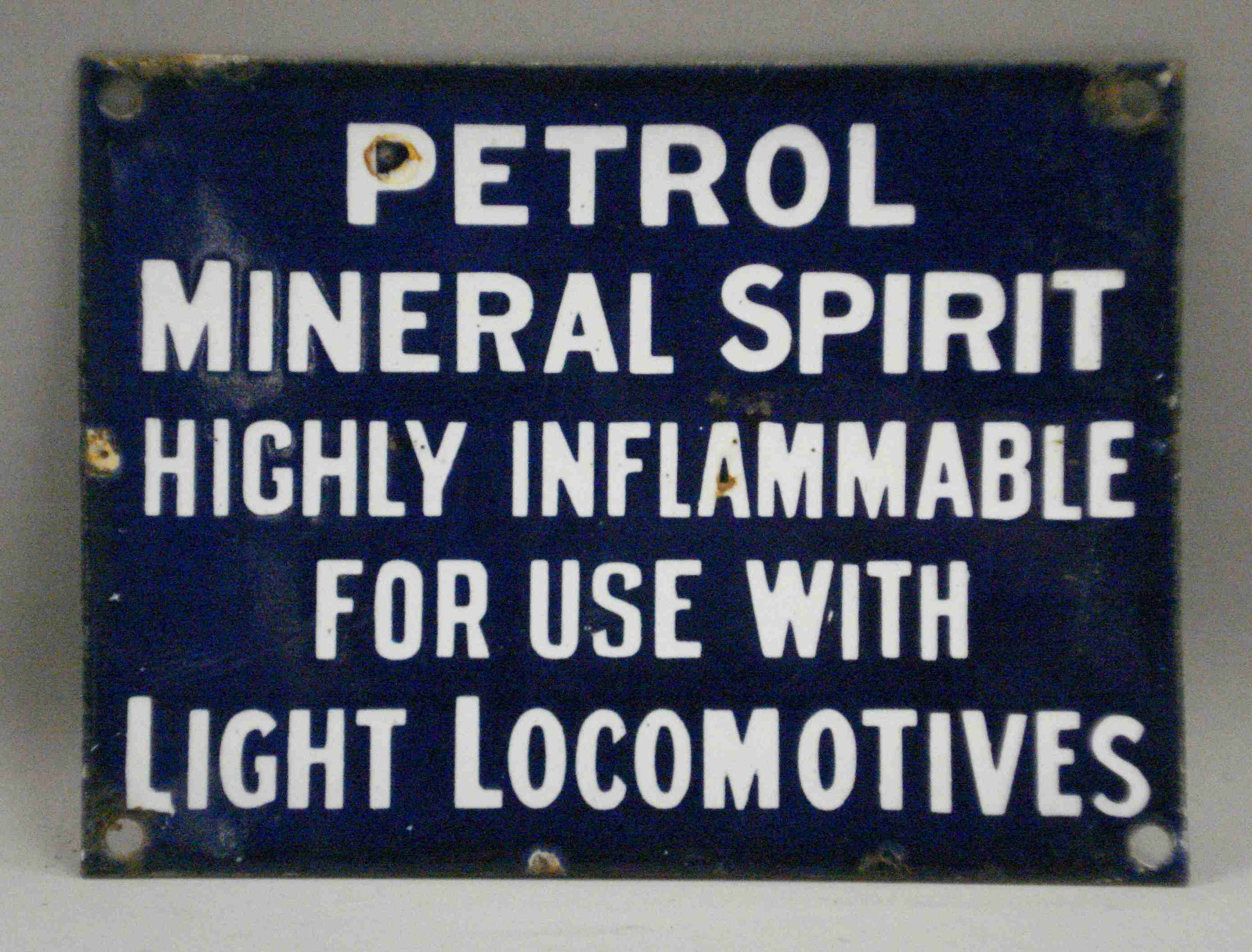 Bonhams Cars : A 'Petrol Mineral Spirit' enamel sign,