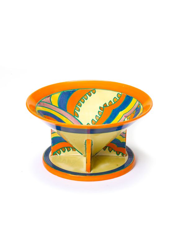 Bonhams : Clarice Cliff 'Sharks Teeth' a conical footed bowl (shape 382 ...
