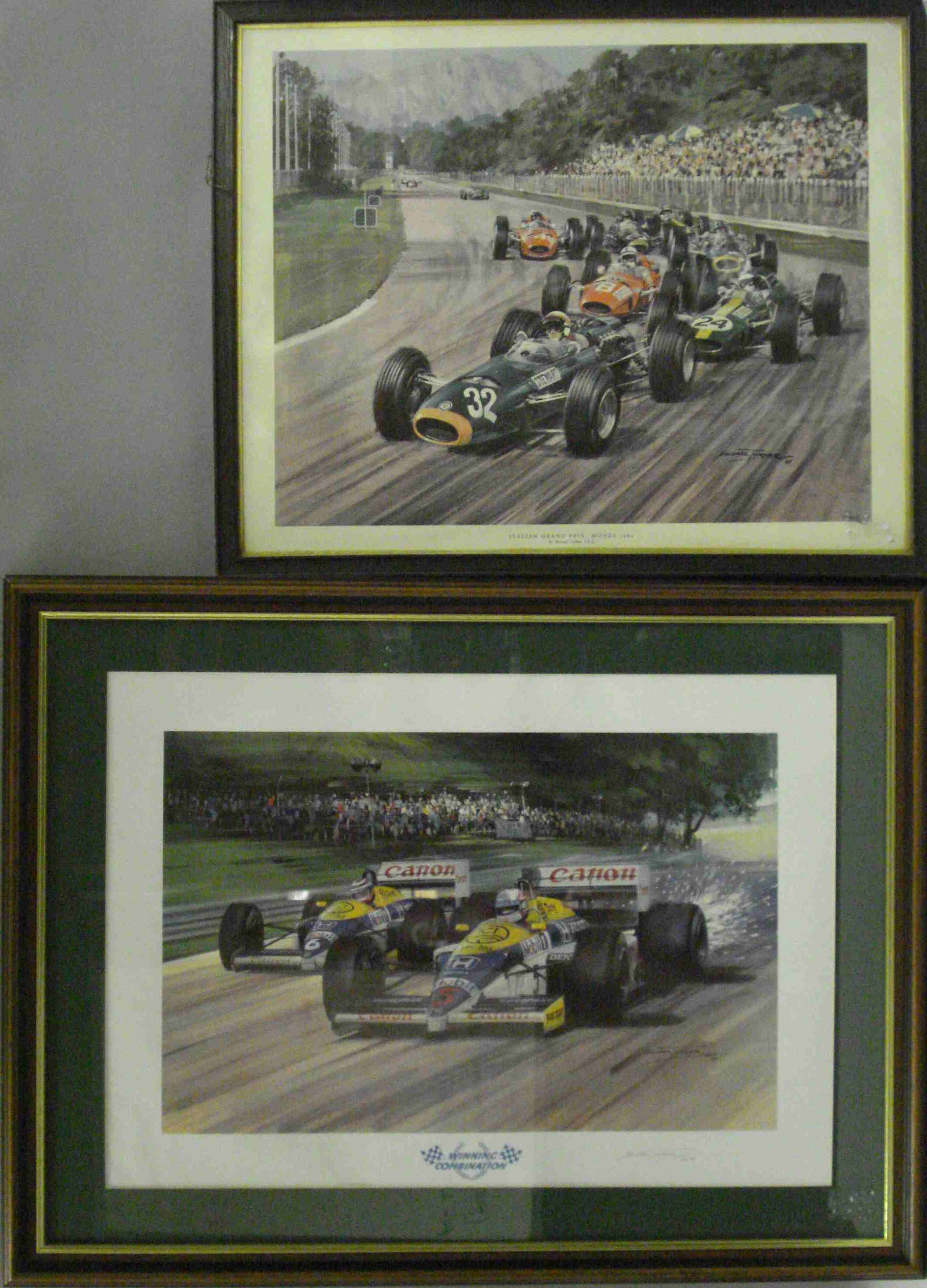 Bonhams Cars : Two motor racing prints after Michael Turner,