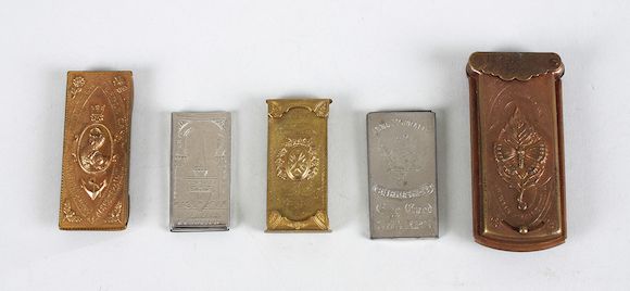 Bonhams : Five Avery and Avery style needle packet cases