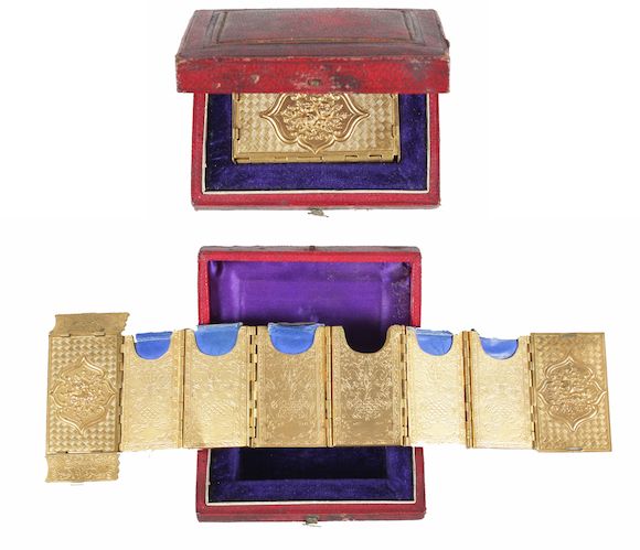 Bonhams : An Avery eight panel 'Beatrice' gilt metal needle packet case