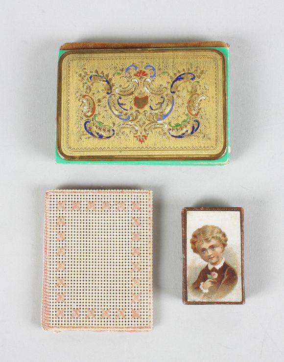 Bonhams : Two needlebooks and a needle packet box