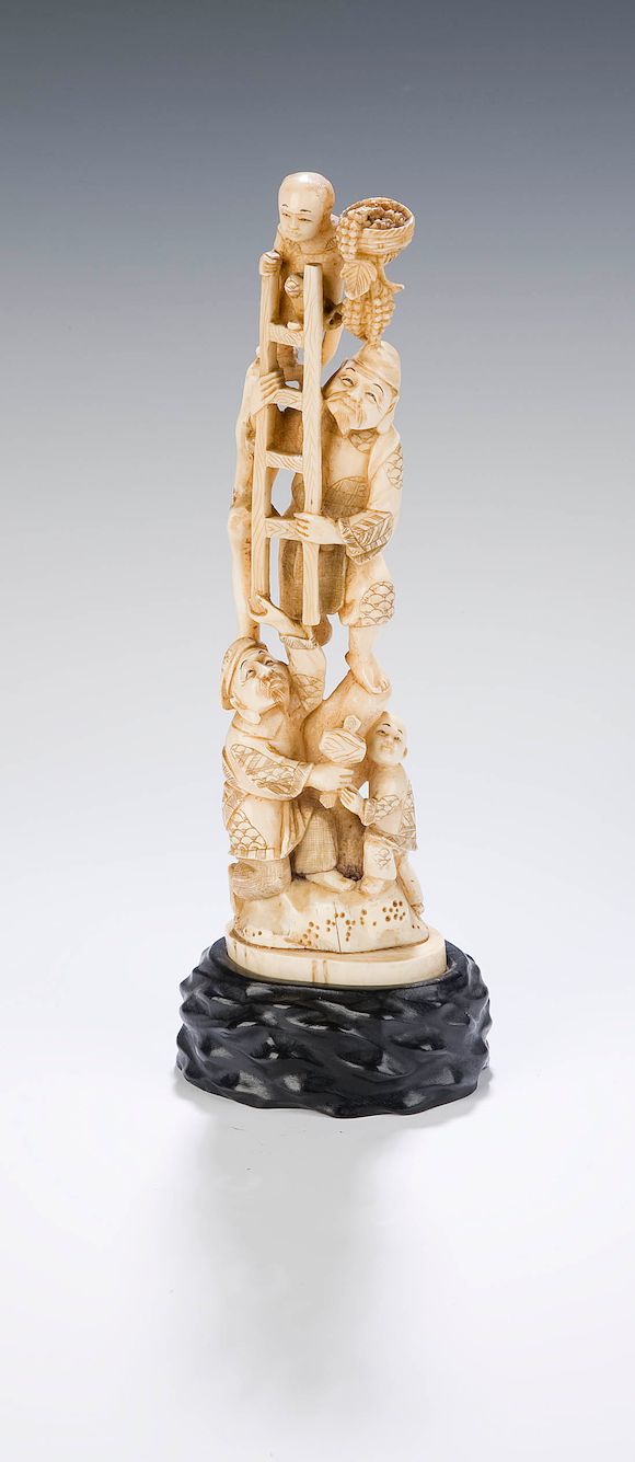 Bonhams : A carved ivory figure group Early 20th century