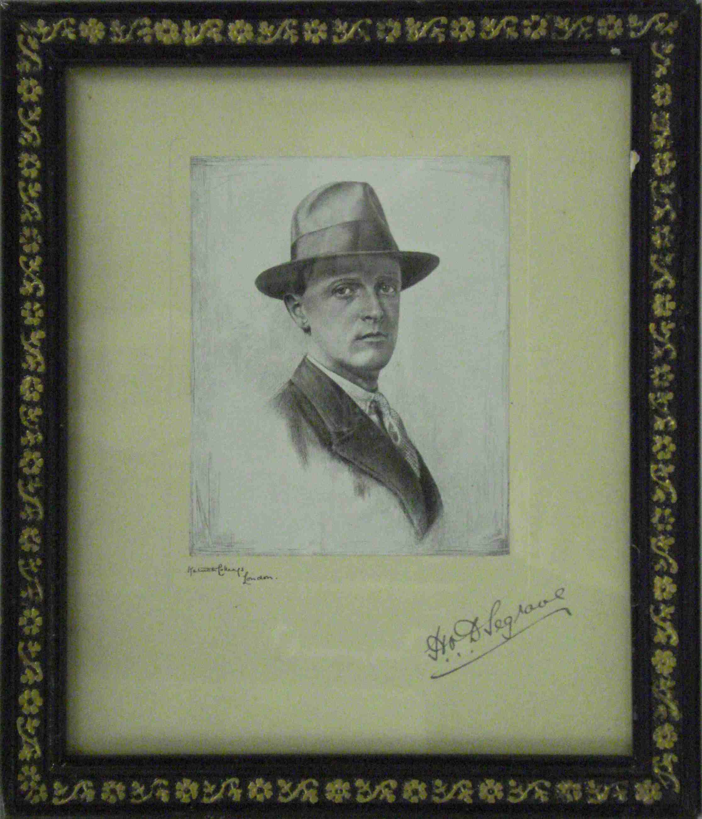 Bonhams Cars : A signed portrait print of Sir Major Henry Segrave,