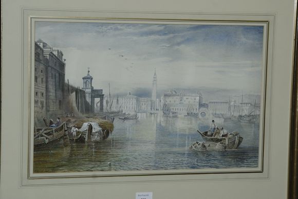 Bonhams : Edward Beecham Lait (British), 1866 Waterscape of Venice with ...