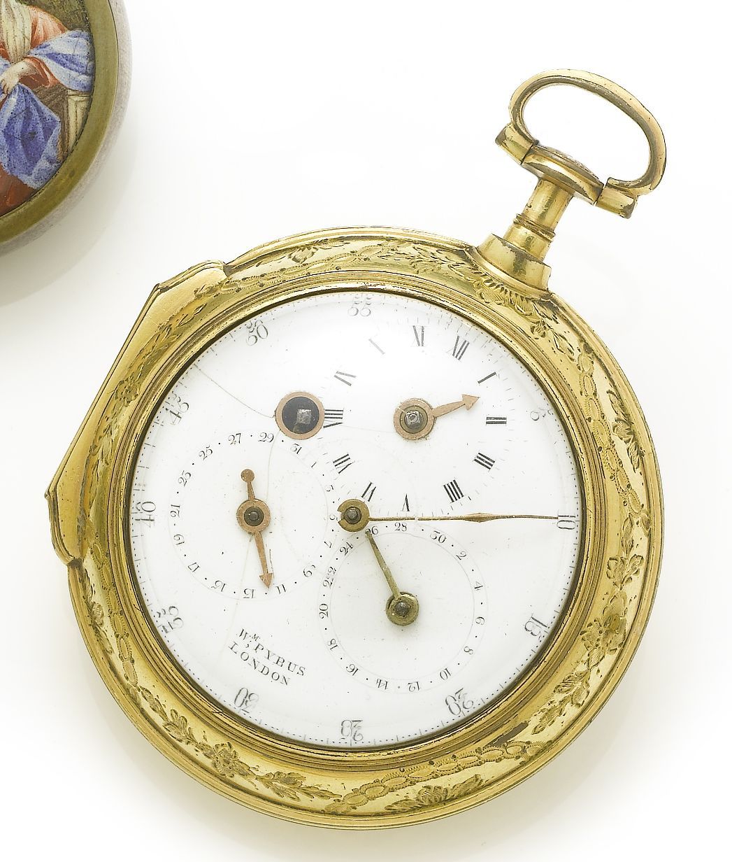 William Pybus. A fine and rare late 18th century gilt metal double dial ...