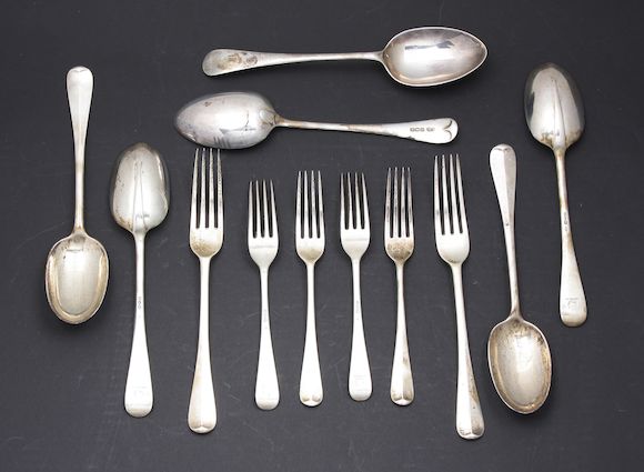Bonhams : A set of four silver Hanoverian and rat-tail pattern ...