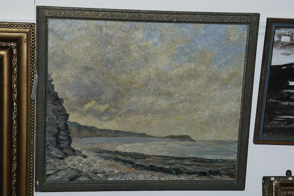 Bonhams : Alfred E Hall Pebble Beach Bay, Barry 49cm x 58cm.