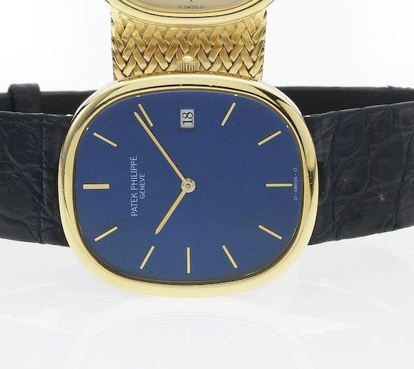Bonhams : Patek Philippe. A fine 18ct gold quartz wristwatch with 18ct ...