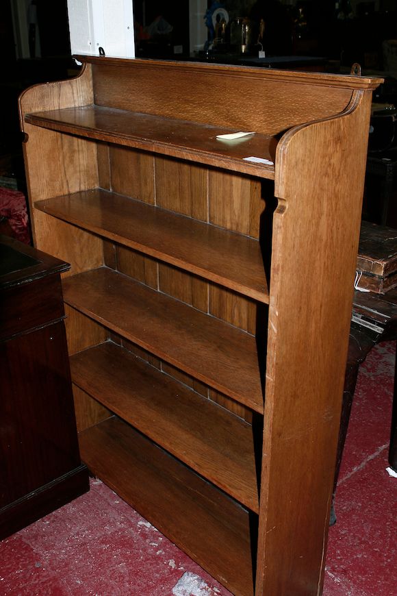 Bonhams : A late Victorian light oak dwarf open fronted bookcase,