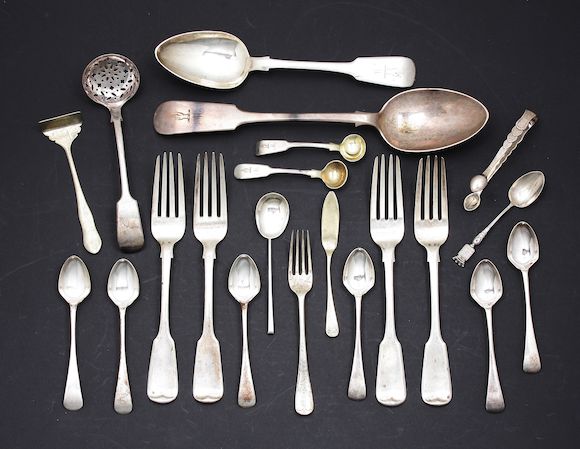 Bonhams : A set of four early 19th century Scottish Silver fiddle ...