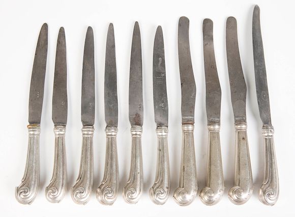 Bonhams : A set of nine George III knives marks indistinct