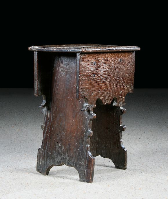 Bonhams : A rare late 16th Century boarded oak stool