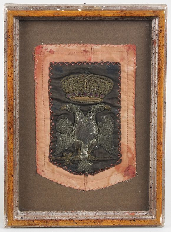 Bonhams : A sequined worked double headed egale and crown crest