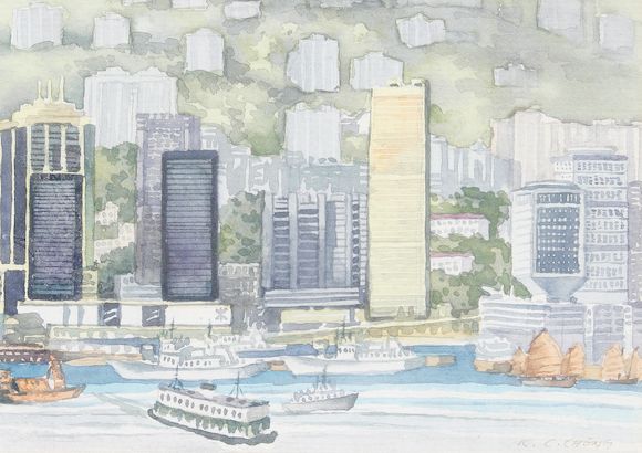 Bonhams : K. C. Cheng (20th Century) View of Victoria Harbour, Hong Kong