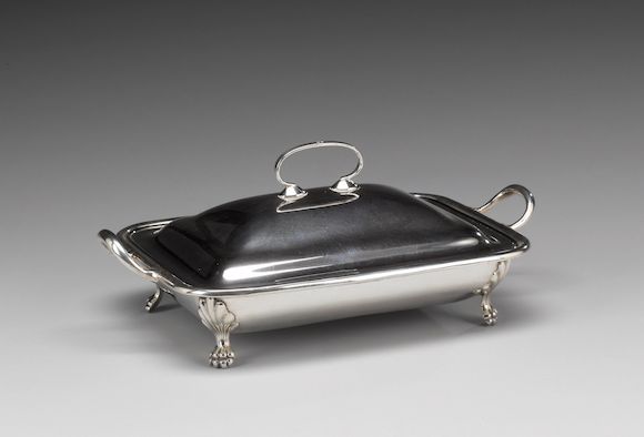 Bonhams : A silver rectangular two-handled entrée dish and cover, by ...
