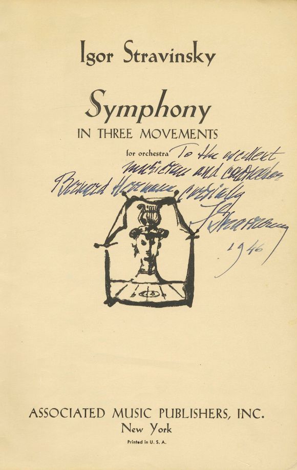Bonhams : STRAVINSKY (IGOR) Symphony in Three Movements for Orchestra ...