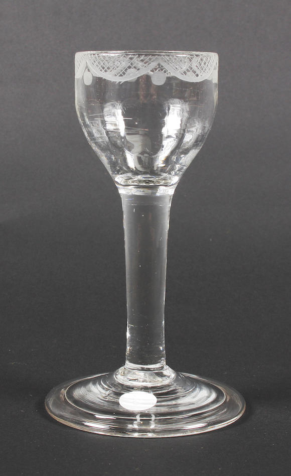 Bonhams An Engraved Plain Stem Wine Glass Circa 1750