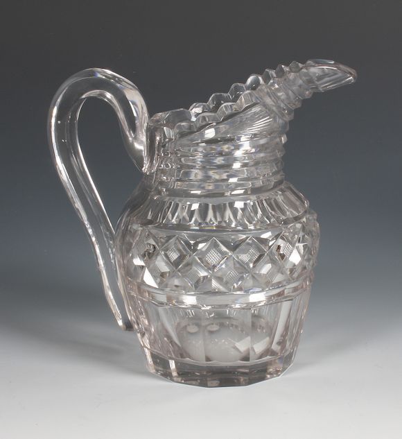 Bonhams : A cut glass water jug, possibly Irish Circa 1820.