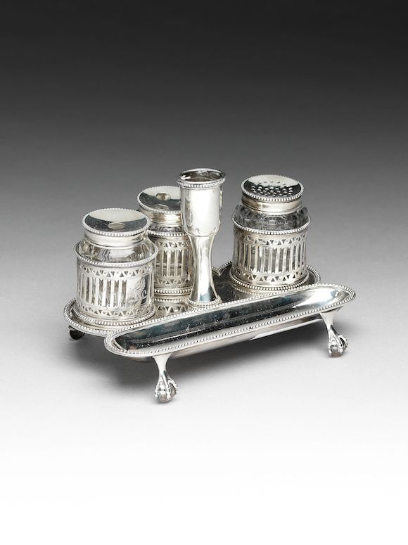 Bonhams : A George III silver desk inkstand by Hester Bateman, London 1785