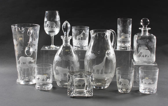 Bonhams An Extensive Suite Of Rowland Ward Safari Glassware