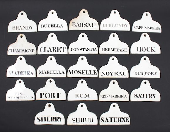 Bonhams : A collection of 19th century English pottery cellar bin labels