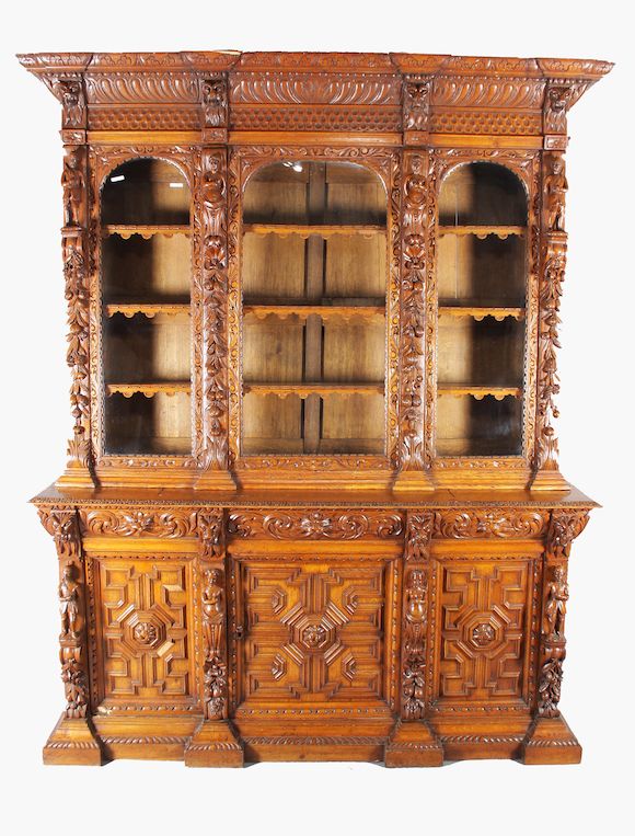 Bonhams : An impressive 'Jacobethan' late 19th century carved oak bookcase
