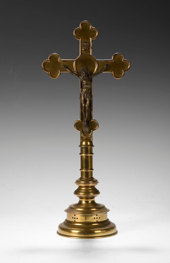 Bonhams : A late Victorian brass crucifix