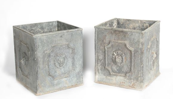 Bonhams : A pair of lead planters of rectangular form