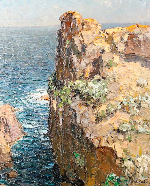 Bonhams : Louis Bonamici (French, 1880-1966) Large rocky seascape