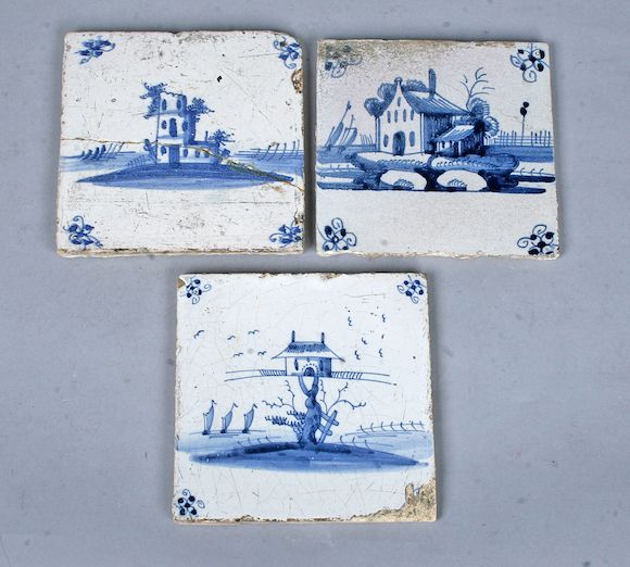 Bonhams : Three 18th century Delf tiles