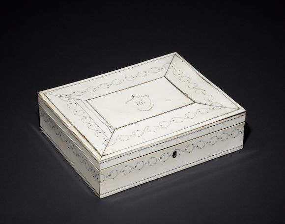Bonhams : An Anglo/Indian ivory mounted, wood sewing or work box 19th ...