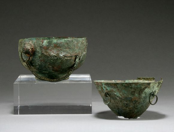 Bonhams : Two bronze ash cups, Han Dynasty 206BC-220AD