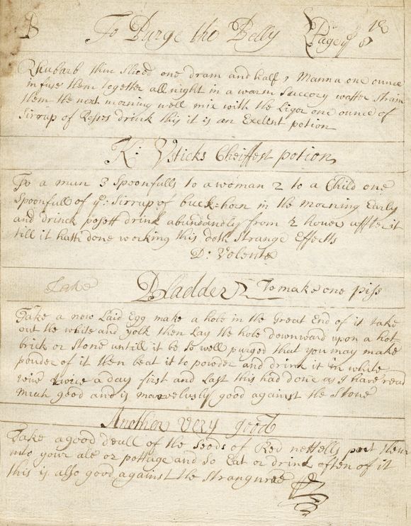 Bonhams : MEDICINE - RECIPE BOOK