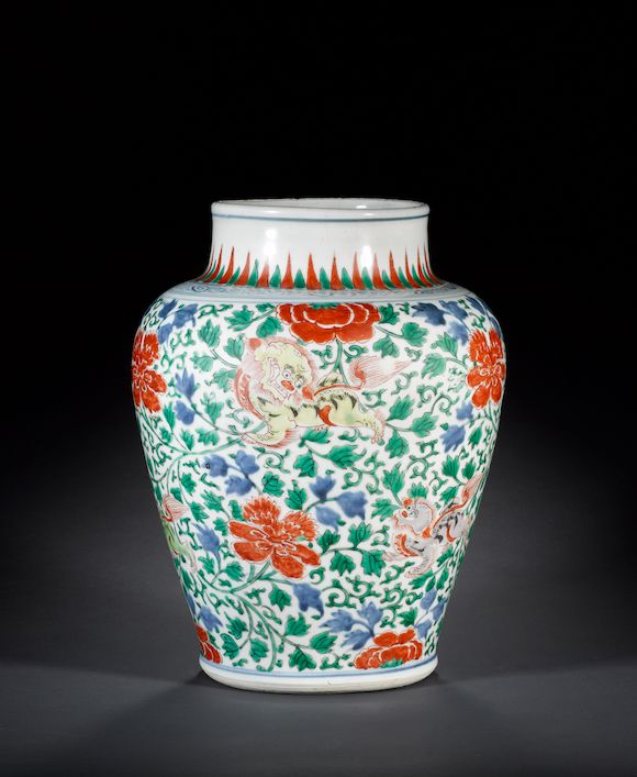 Bonhams : A Transitional wucai oviform vase 17th century