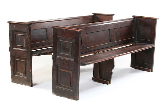 Bonhams : A pair of late 18th/early 19th century oak pews