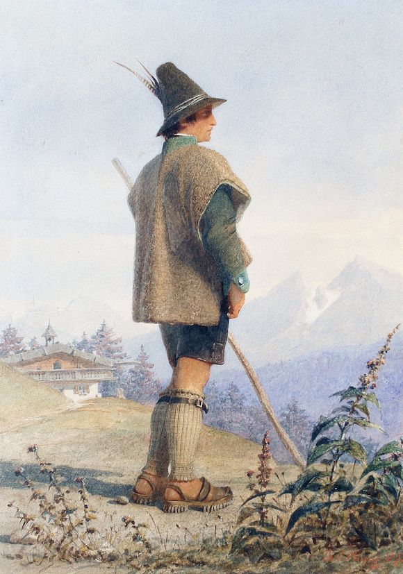 Bonhams : Carl Haag, O.W.S. (German, 1820-1915) 'Tyrolese Shepherd ...