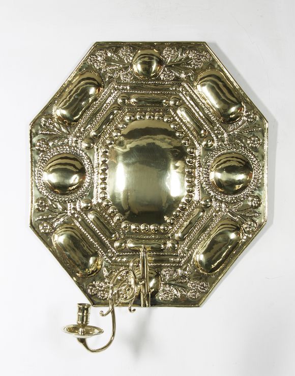 Bonhams : A 17th century style Dutch polished brass wall sconce, circa 1900